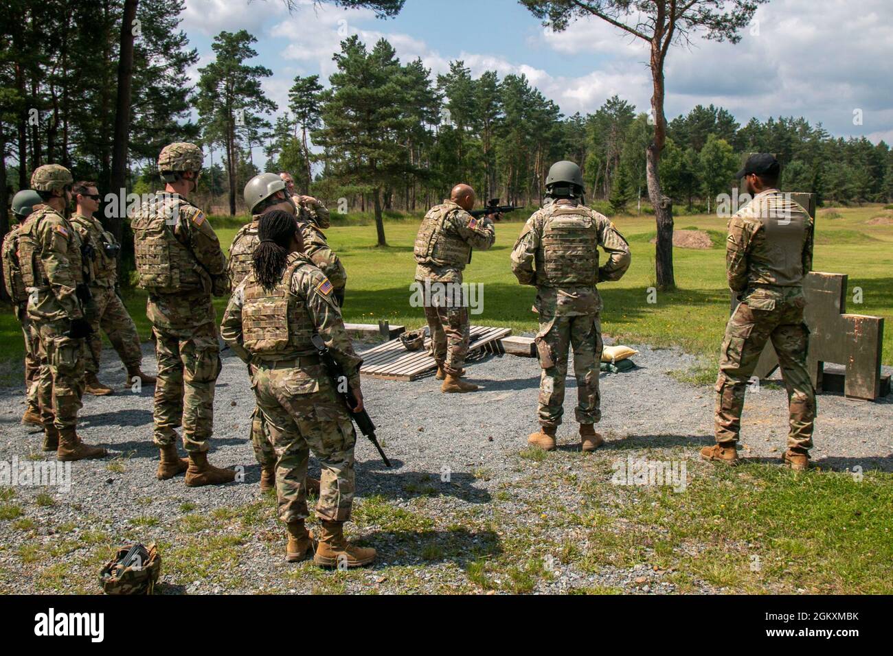7th Army Training Command Soldiers receive a range brief for the M-4 ...