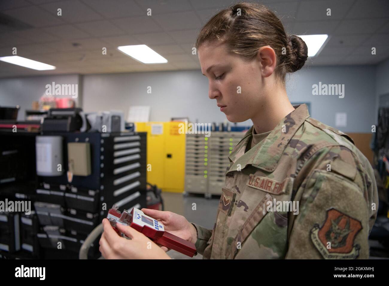 Senior Airman Ashley Walsh of the 349th Maintenance Group performs ...