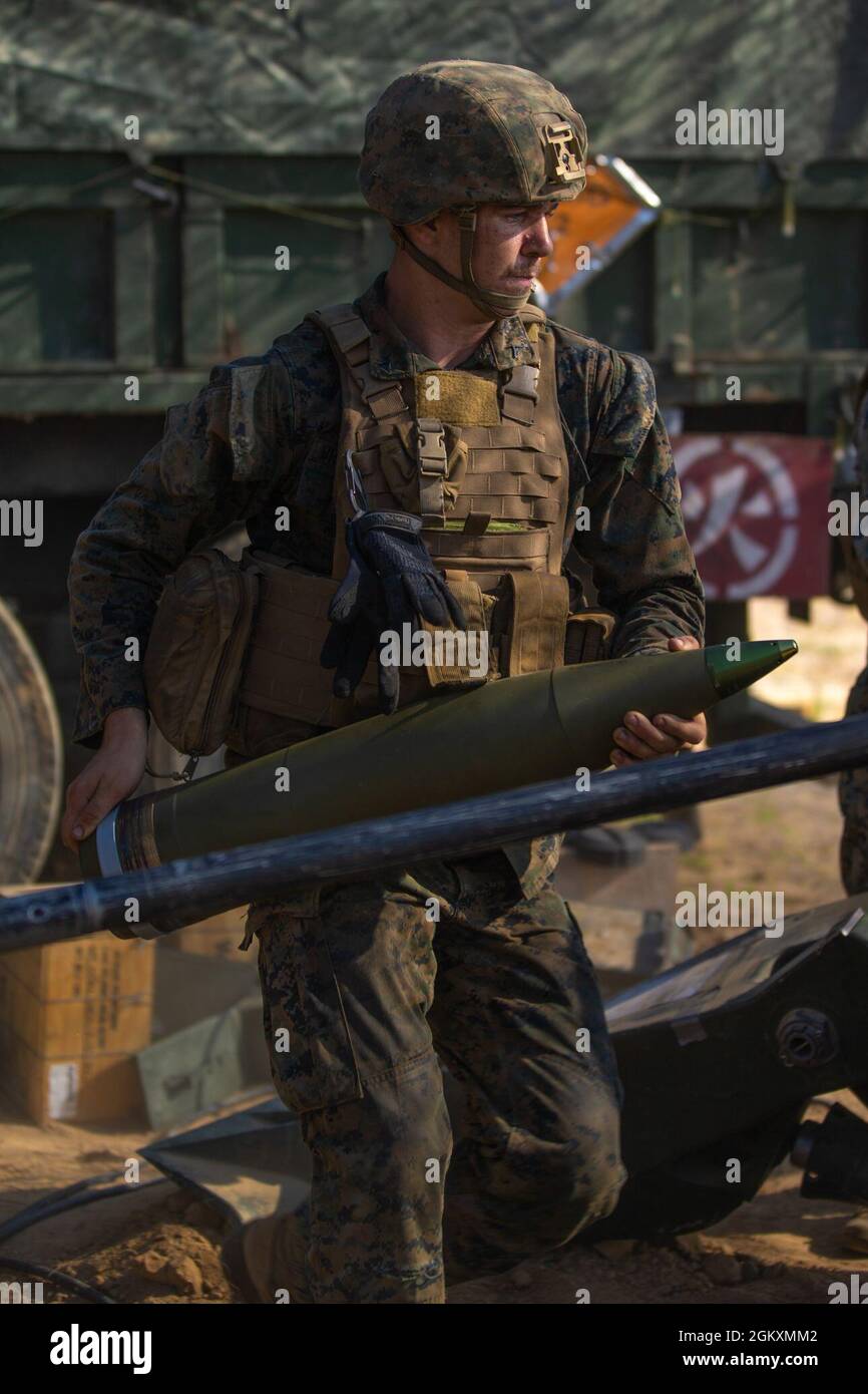 U.S. Marine Corps Lance Cpl. Bryan Bruggeworth, an ammo technician with 3d Battalion,12th ...