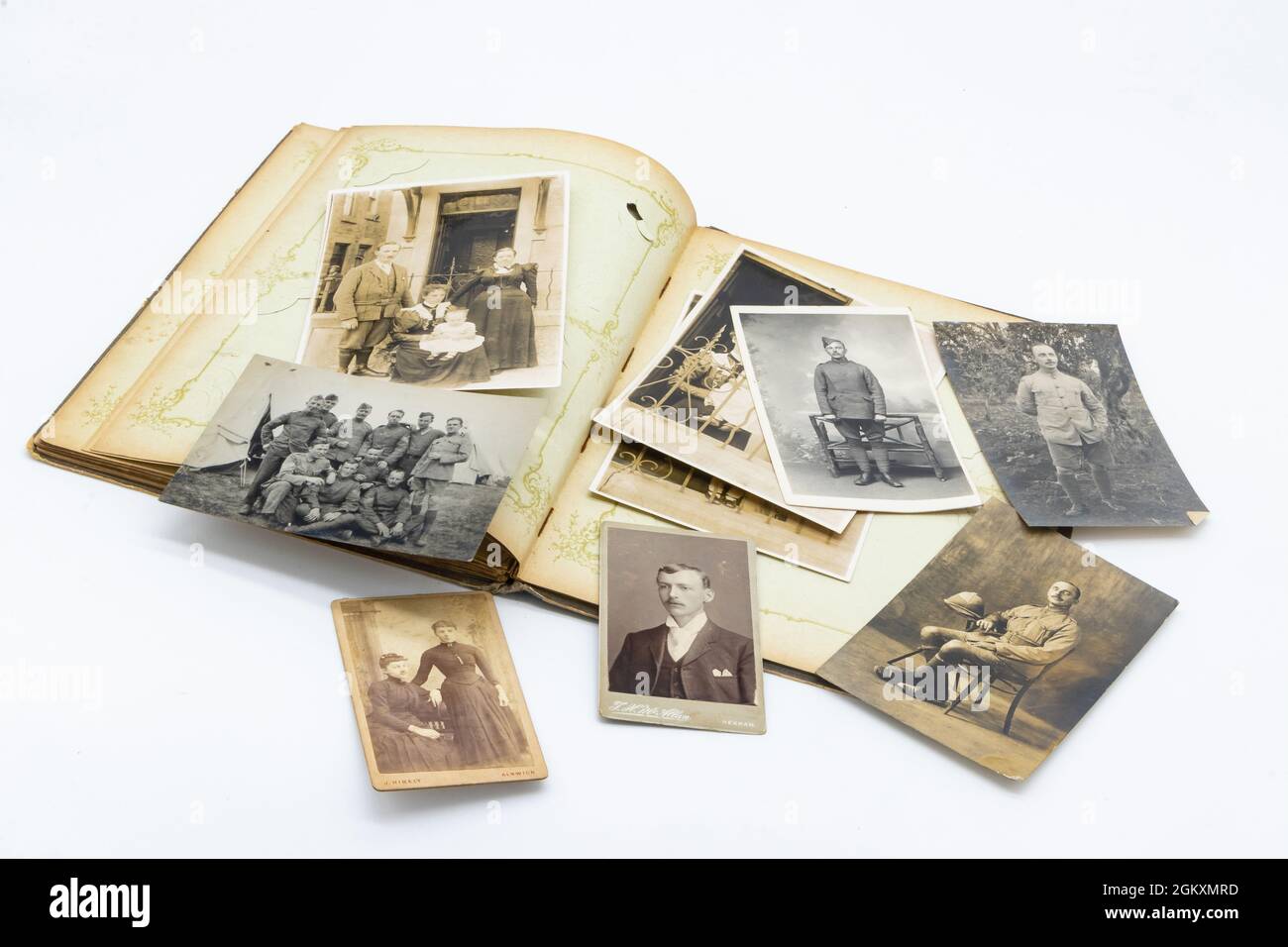 vintage photograph and postcard album and collection of sepia family ...