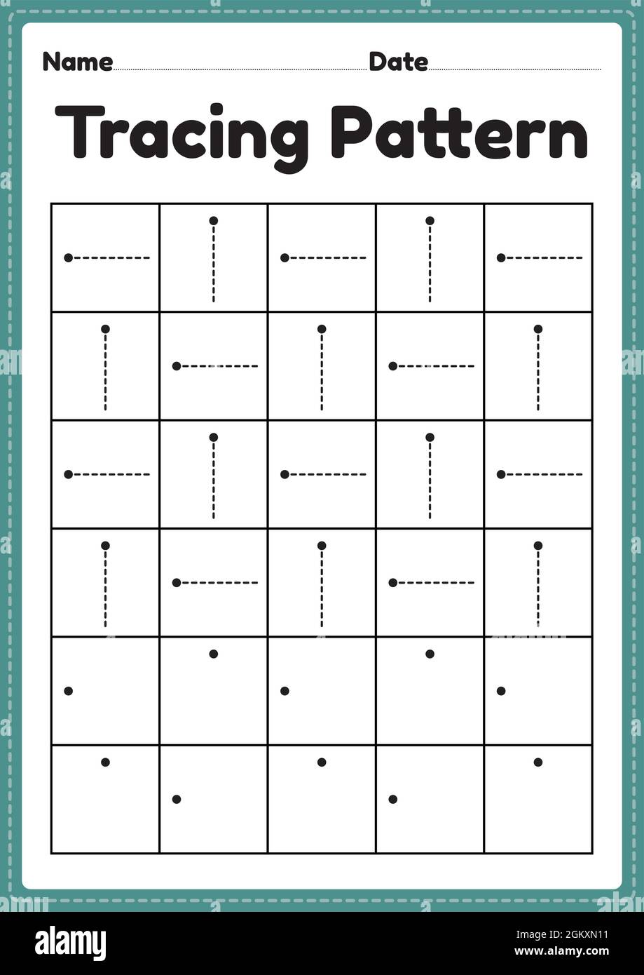 Tracing Pattern Worksheet Sleeping And Standing Lines For Kindergarten