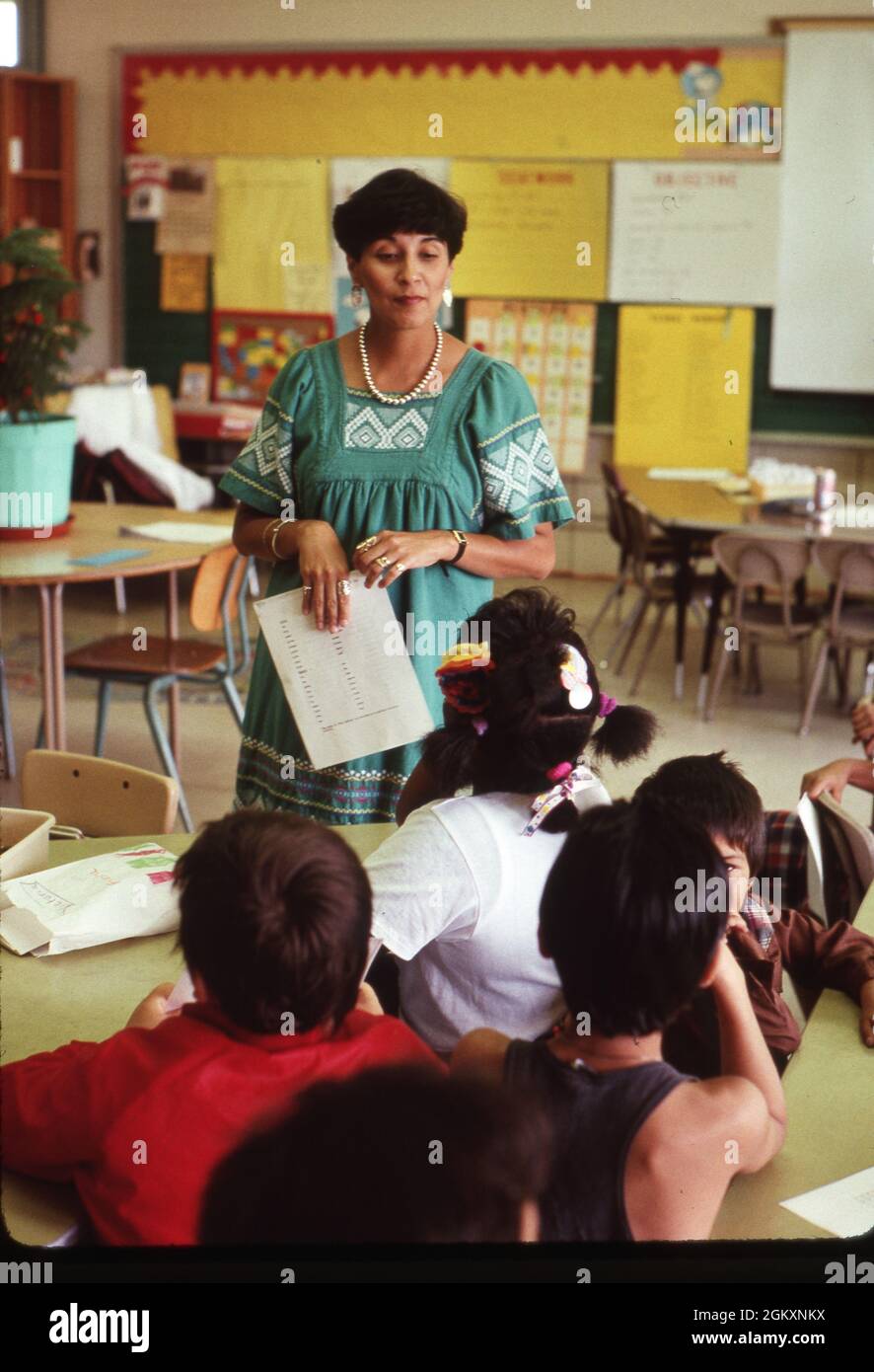 ©1989 Bilingual Education Hispanic Spanish teacher in Texas elementary ...