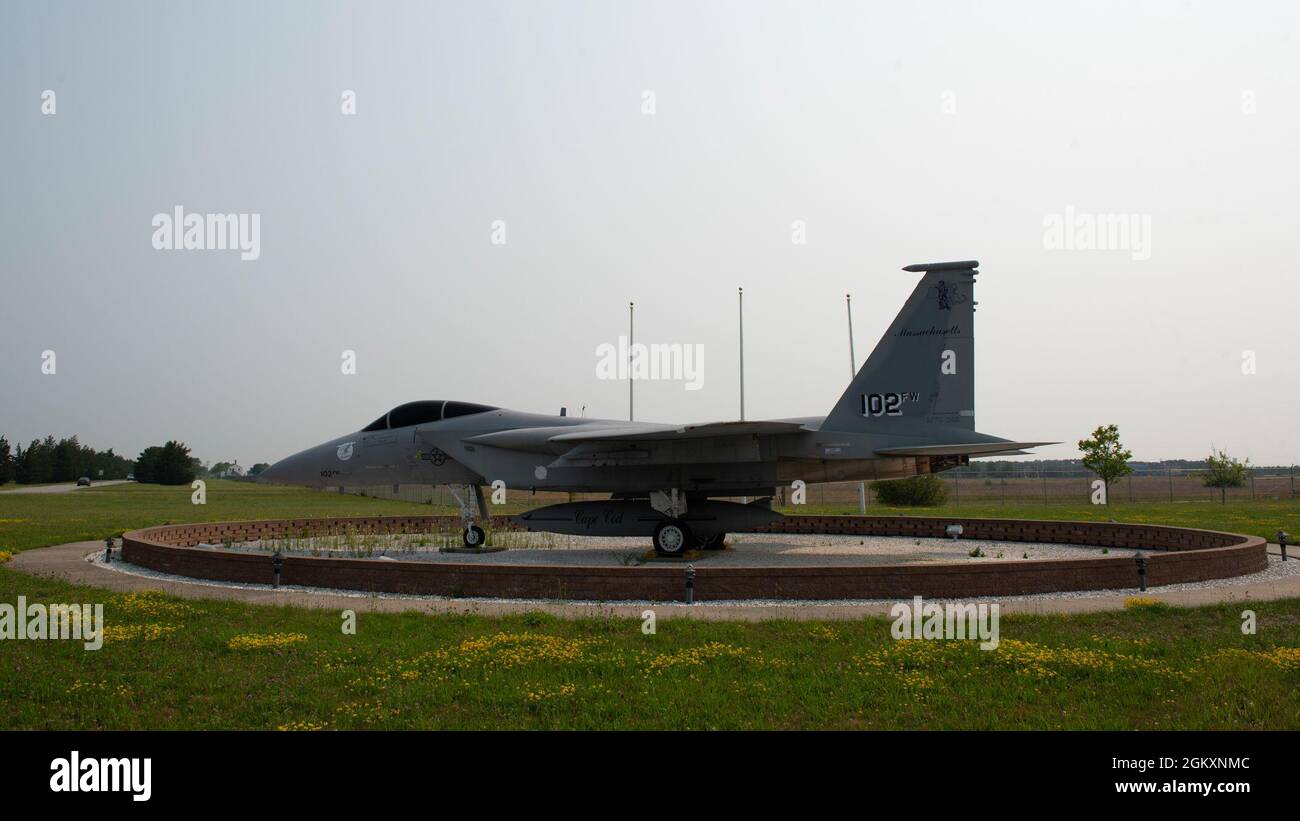 An F-15A static display sits on display on Joint Base Cape Cod ...