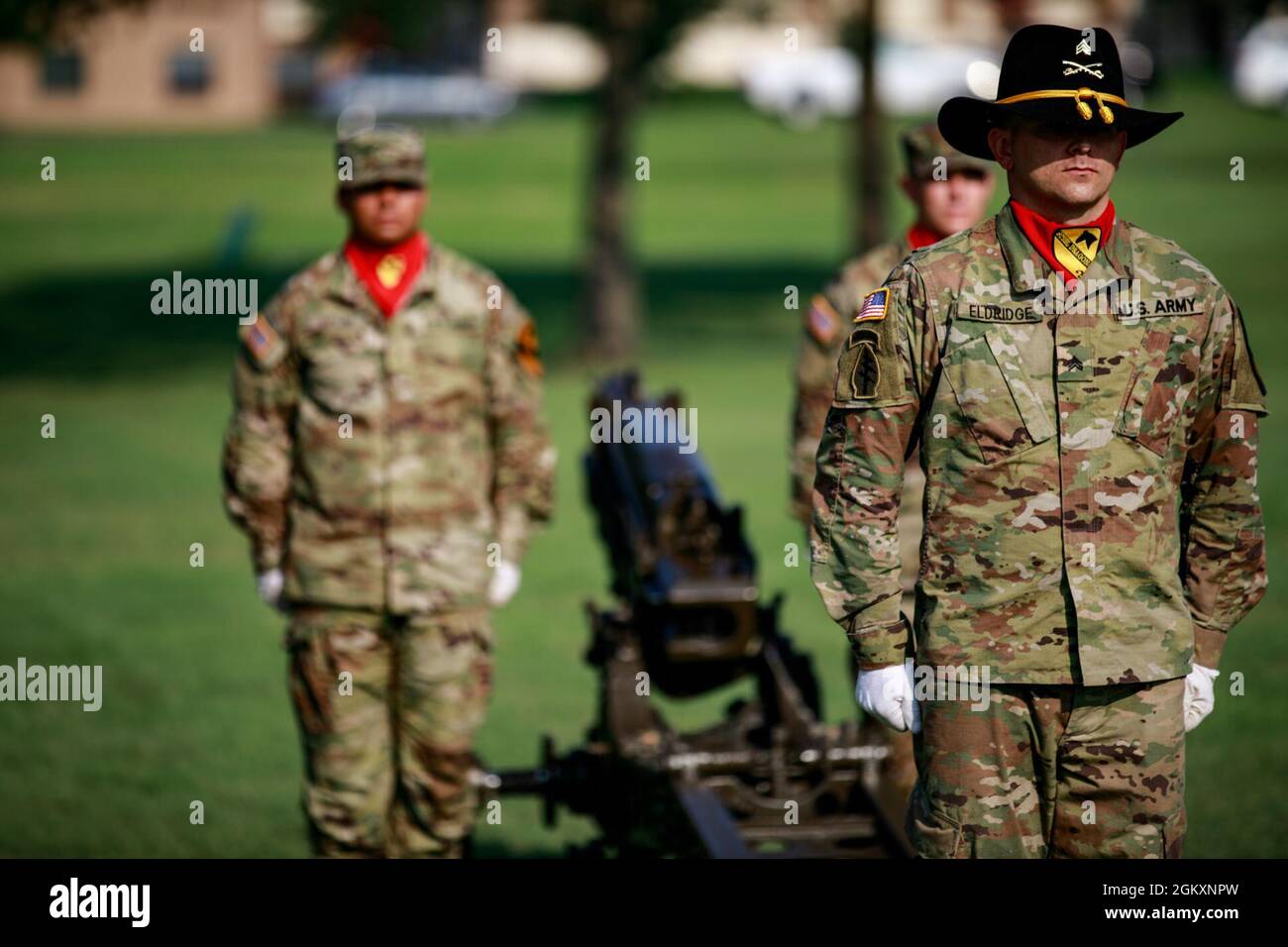 The 1st Cavalry Division honor guard along with 1st Cav. Div. brigade ...