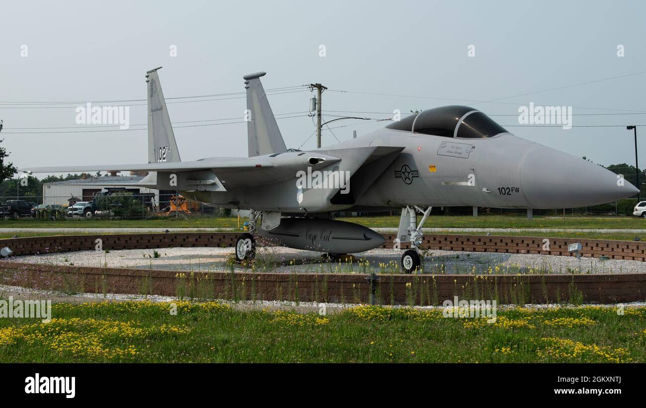 An F-15A static display sits on display on Joint Base Cape Cod ...