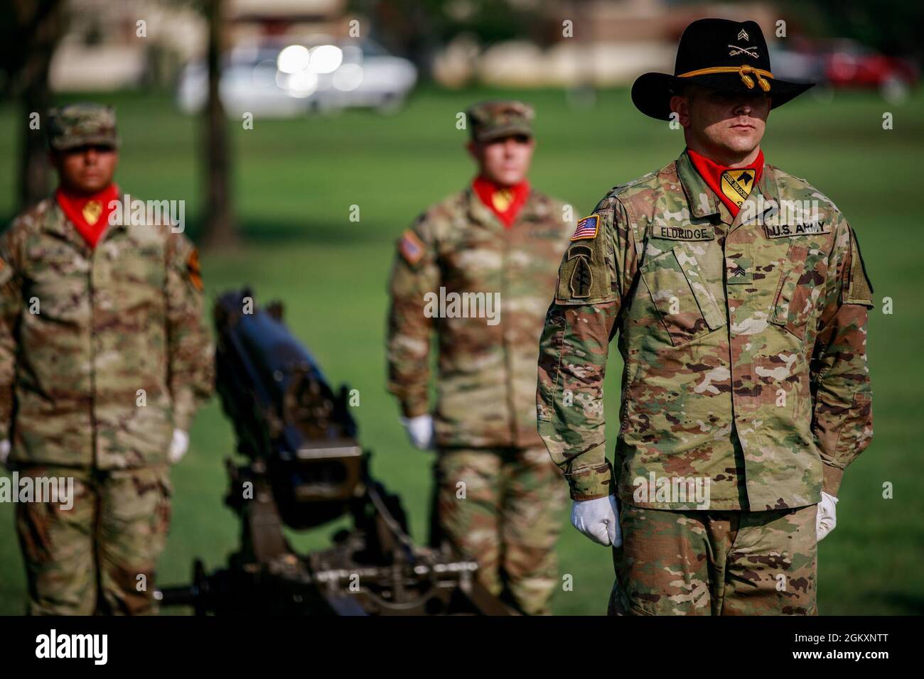 The 1st Cavalry Division honor guard along with 1st Cav. Div. brigade ...