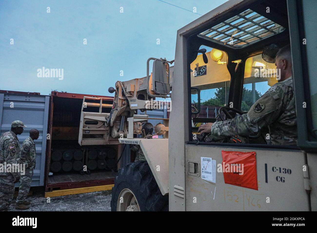 17th Combat Sustainment Support Battalion Soldiers operate forklifts ...