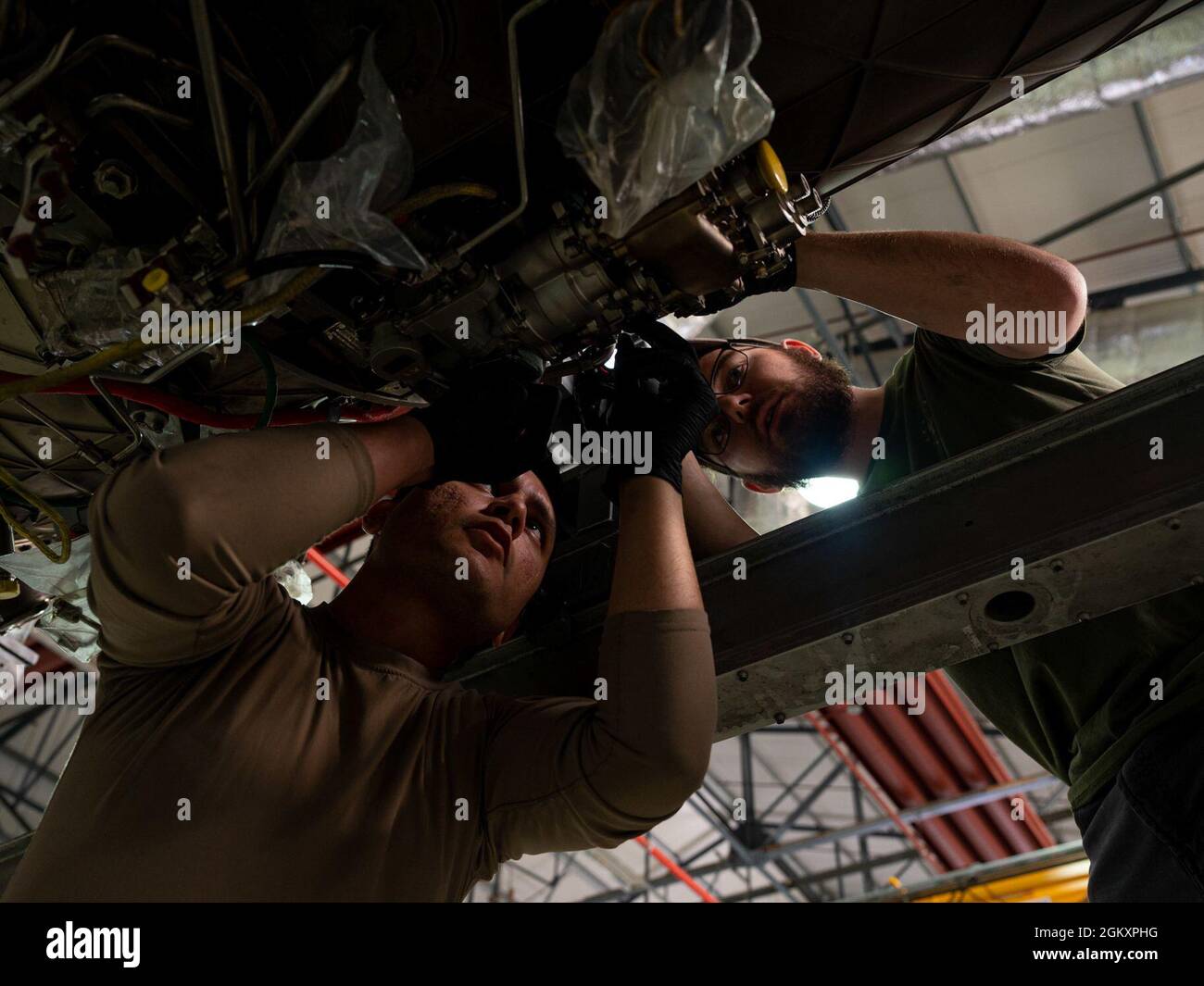 U.S. Air Force Senior Airman Imran Chintan, left, and James Williams ...