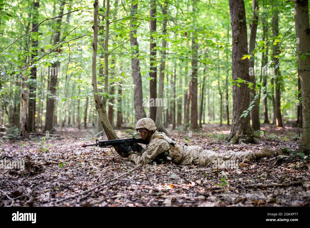 A U.S. Marine Corps officer candidate with Delta Company participates ...