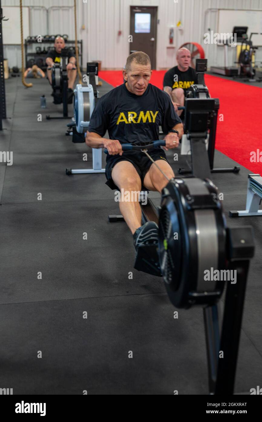 Sergeant Major of the Army Michael A. Grinston exercises on the rowing ...