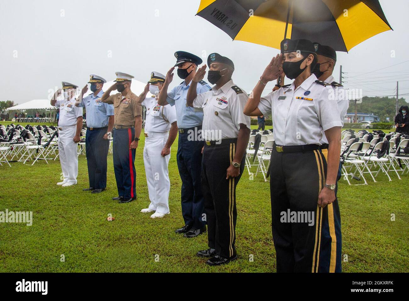 ADELUP, Guam (July 22, 2021) - Senior military officials offer their ...