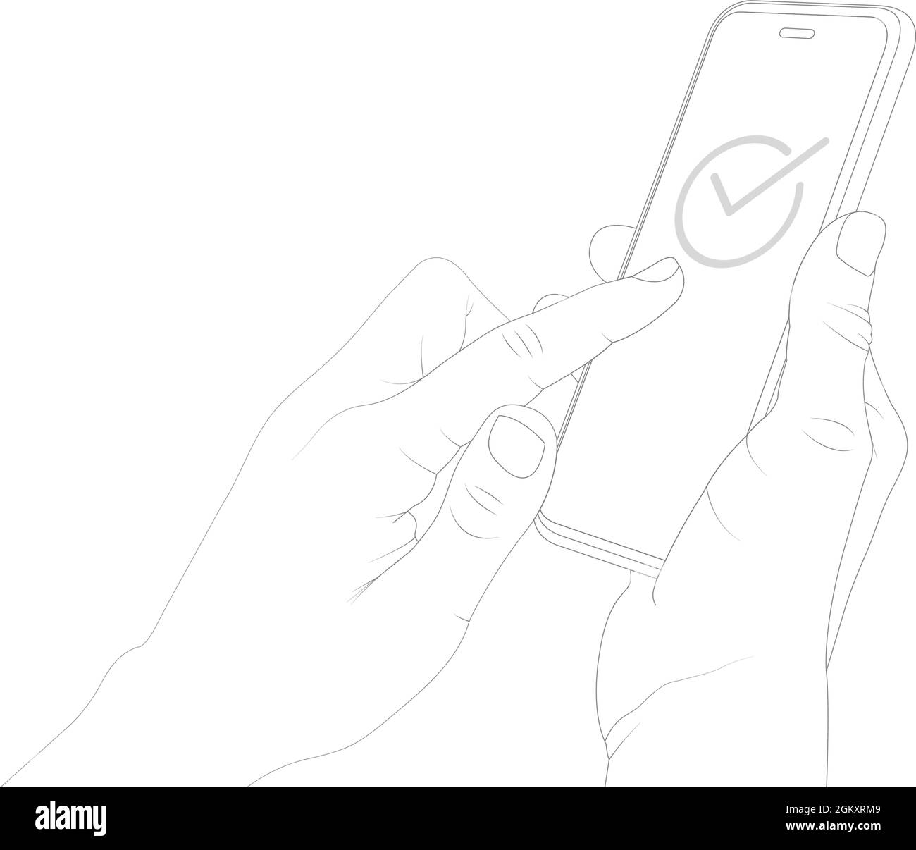 Activate with finger on smartphone screen, success, confirm, smartphone ...