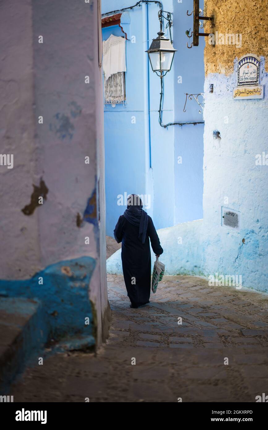 Street scene in the Chefchaouen, Morocco, Africa Stock Photo - Alamy