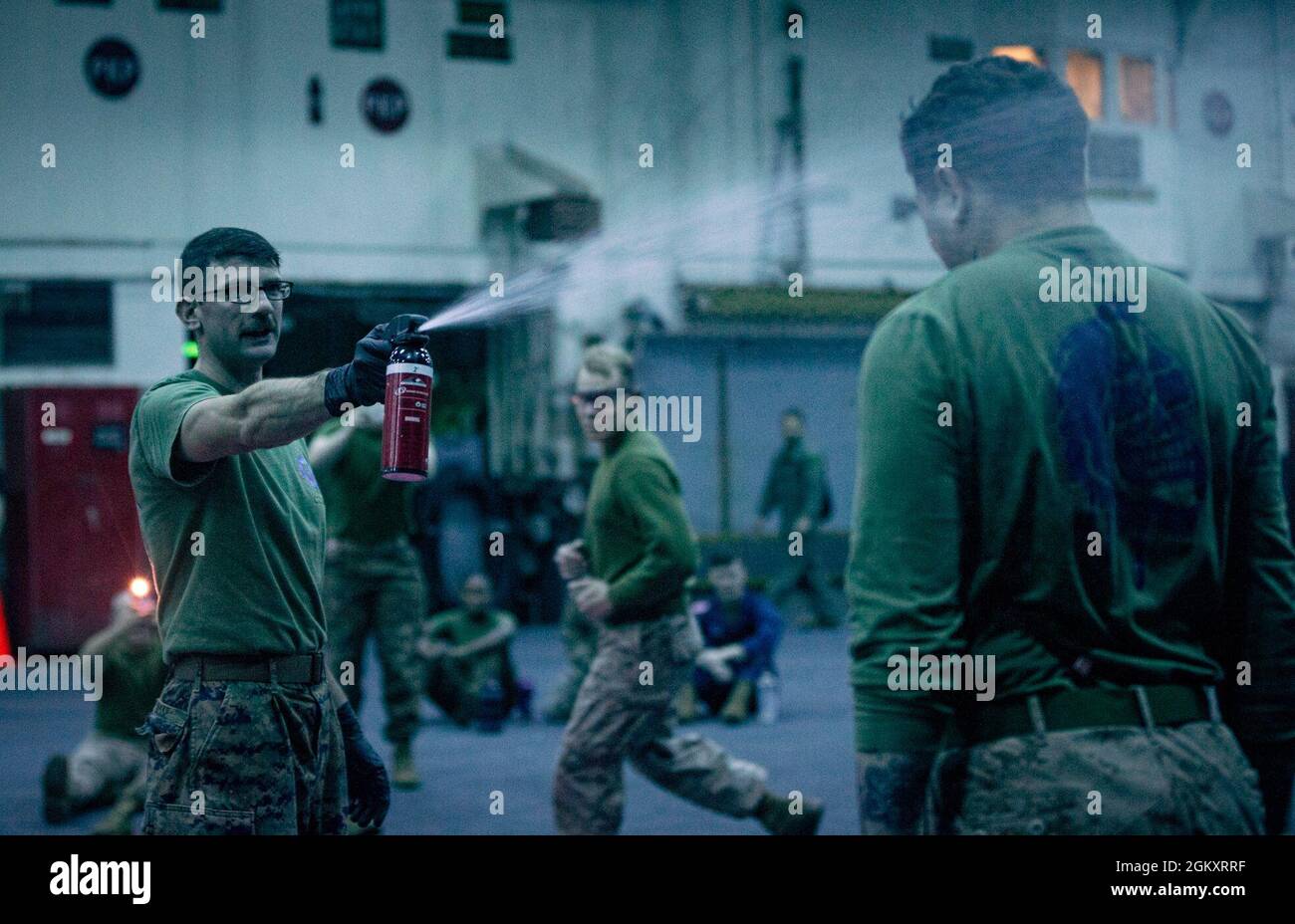 U.S. Marine Corps Staff Sgt. Jared Busse, a non-lethal weapons ...