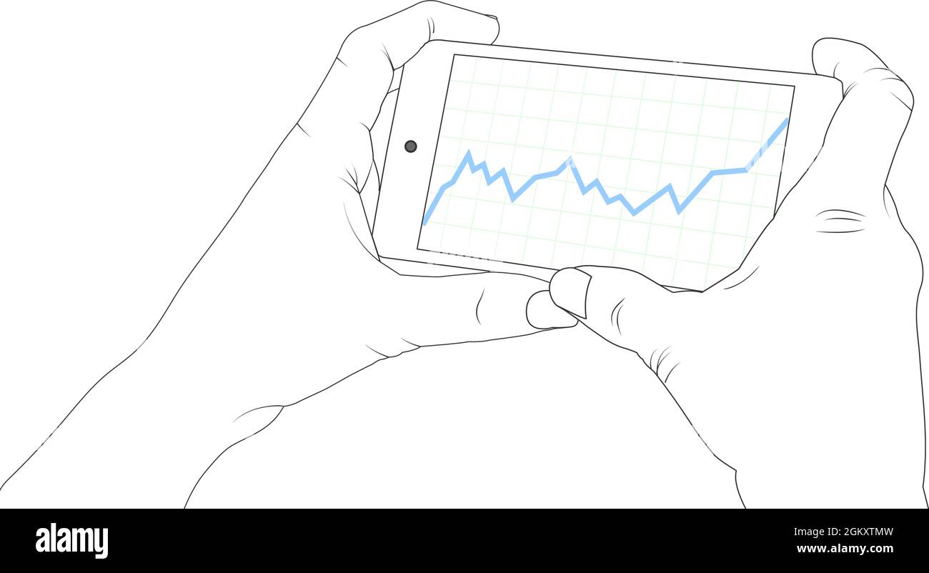Economy on phone screen, Smartphone, bitcoin, financial graphic, chart ...