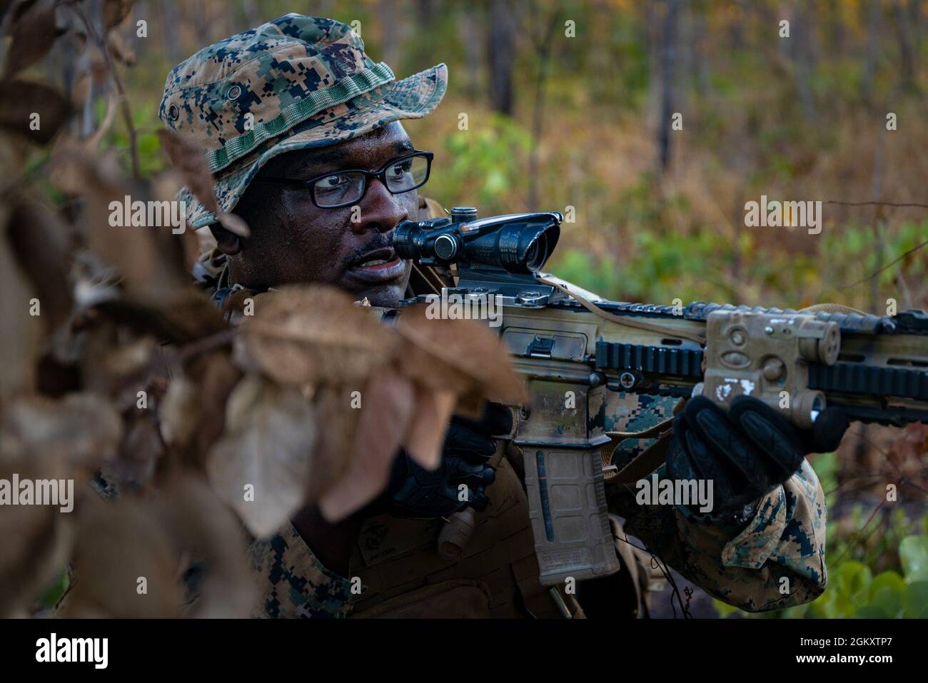 U.S. Marine Corps Lance Cpl. Jamari Markham, a rifleman with Company B ...