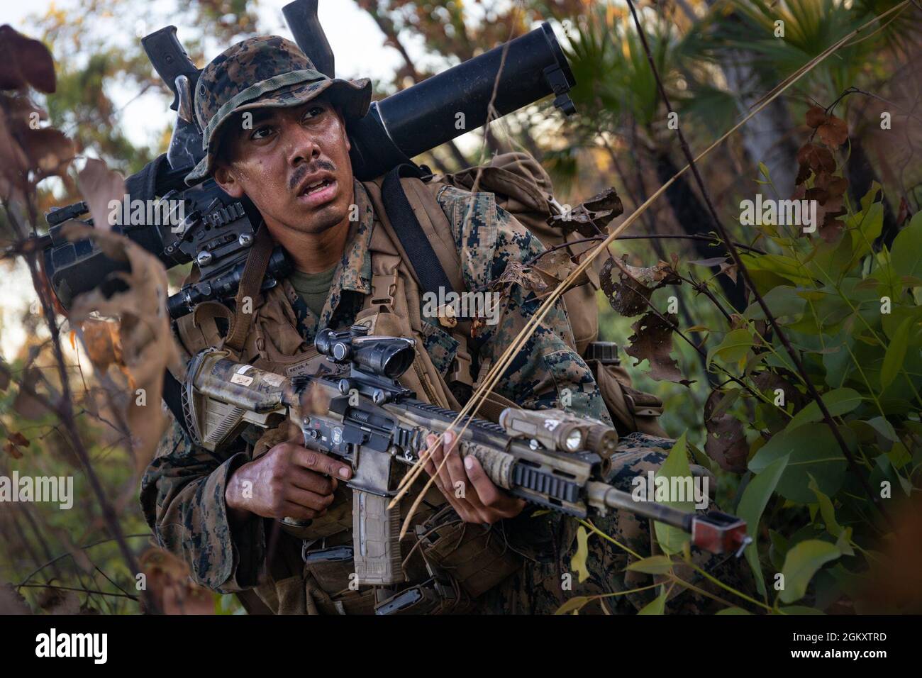 U.S. Marine Corps Lance Cpl. Andres Reyes, a rifleman with Company B ...