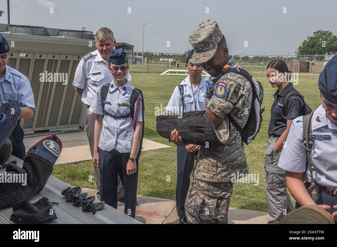 Civil Air Patrol cadets interact with various military working dog (MWD ...
