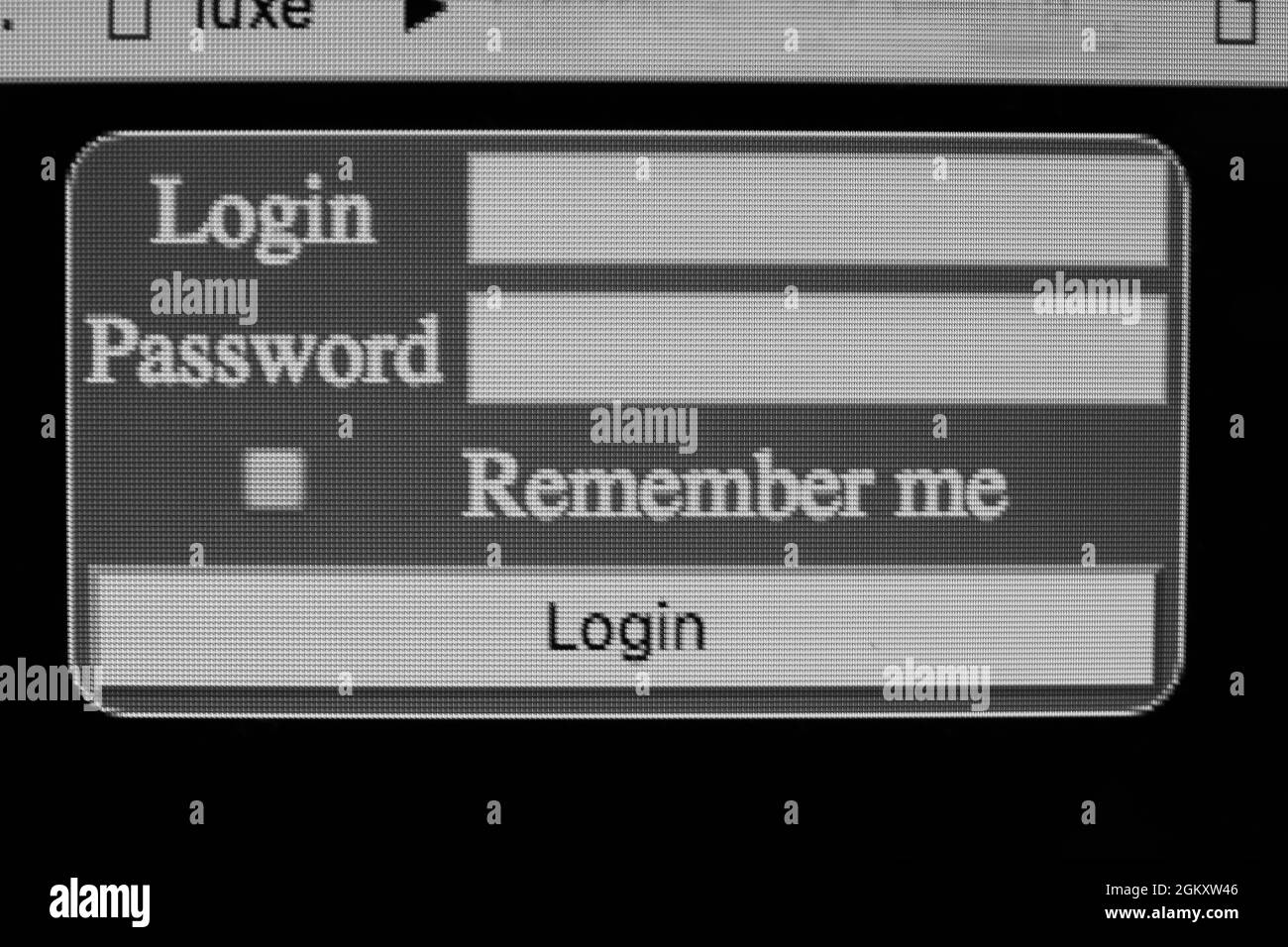 Log-in form on computer screen Stock Photo - Alamy