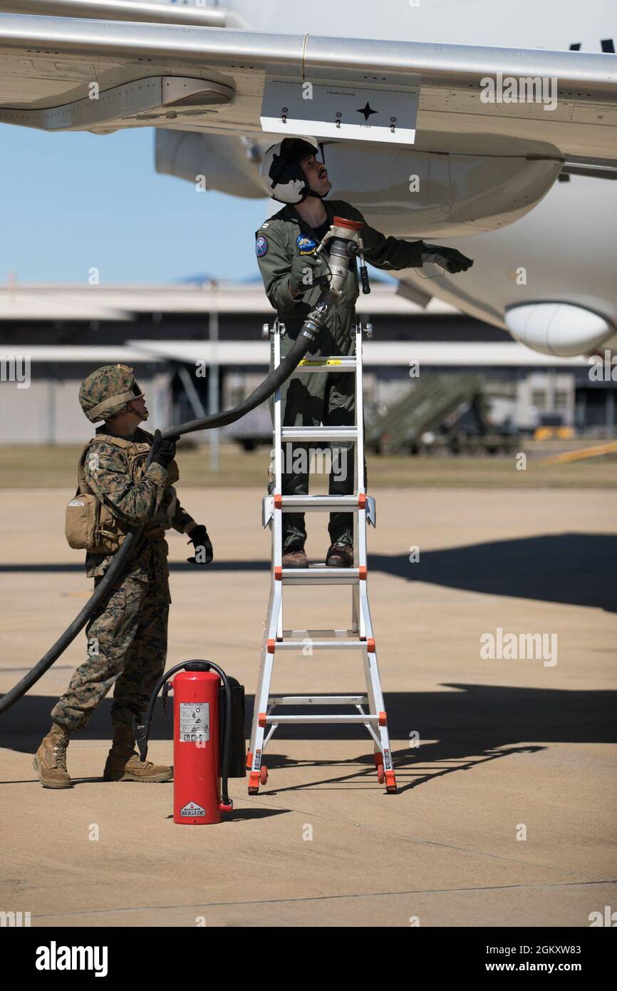 U.S. Marines and Sailors conduct expeditionary refuels in support of Exercise Talisman Sabre 21 ...