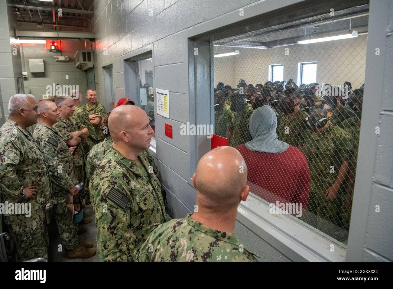 Senior Enlisted Leaders from around the fleet observe recruits as they ...