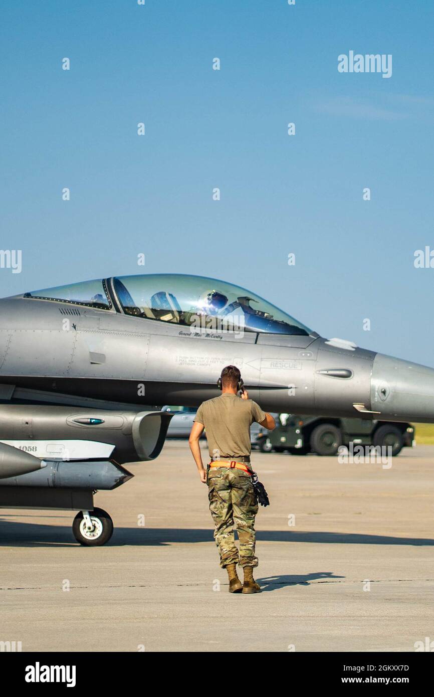 Senior Airman Branzon Underwood, 114th Aircraft Maintenance crew chief ...