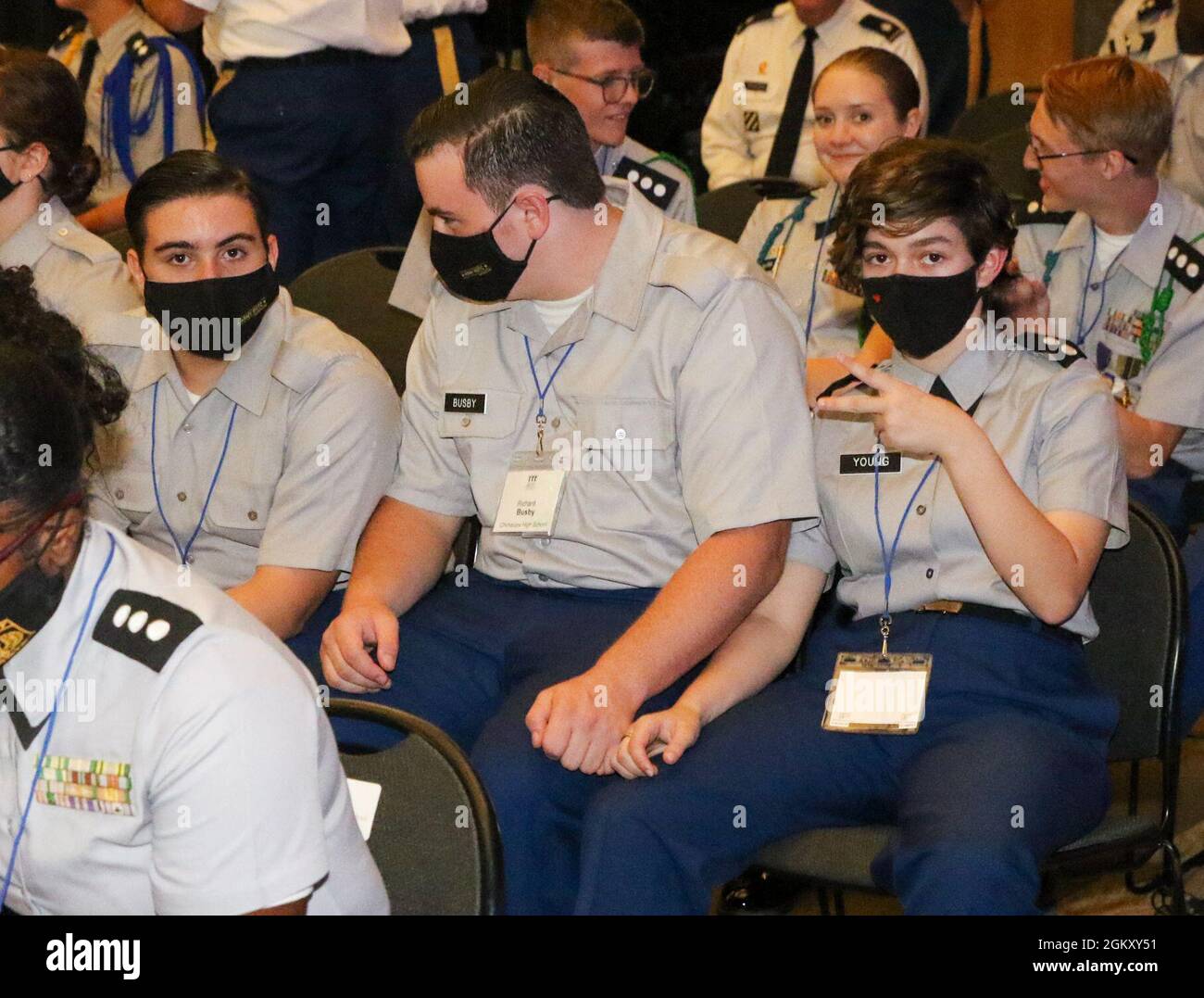 JROTC Cadets wait for the JLAB Leadership Award Ceremony to begin at ...