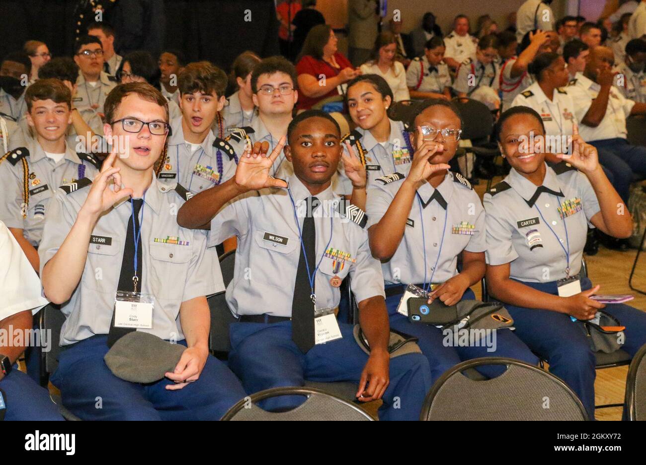 JROTC Cadets wait for the JLAB Leadership Award Ceremony to begin at ...