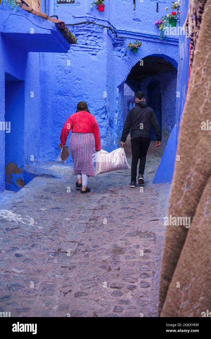 Street scene in the Chefchaouen, Morocco, Africa Stock Photo - Alamy