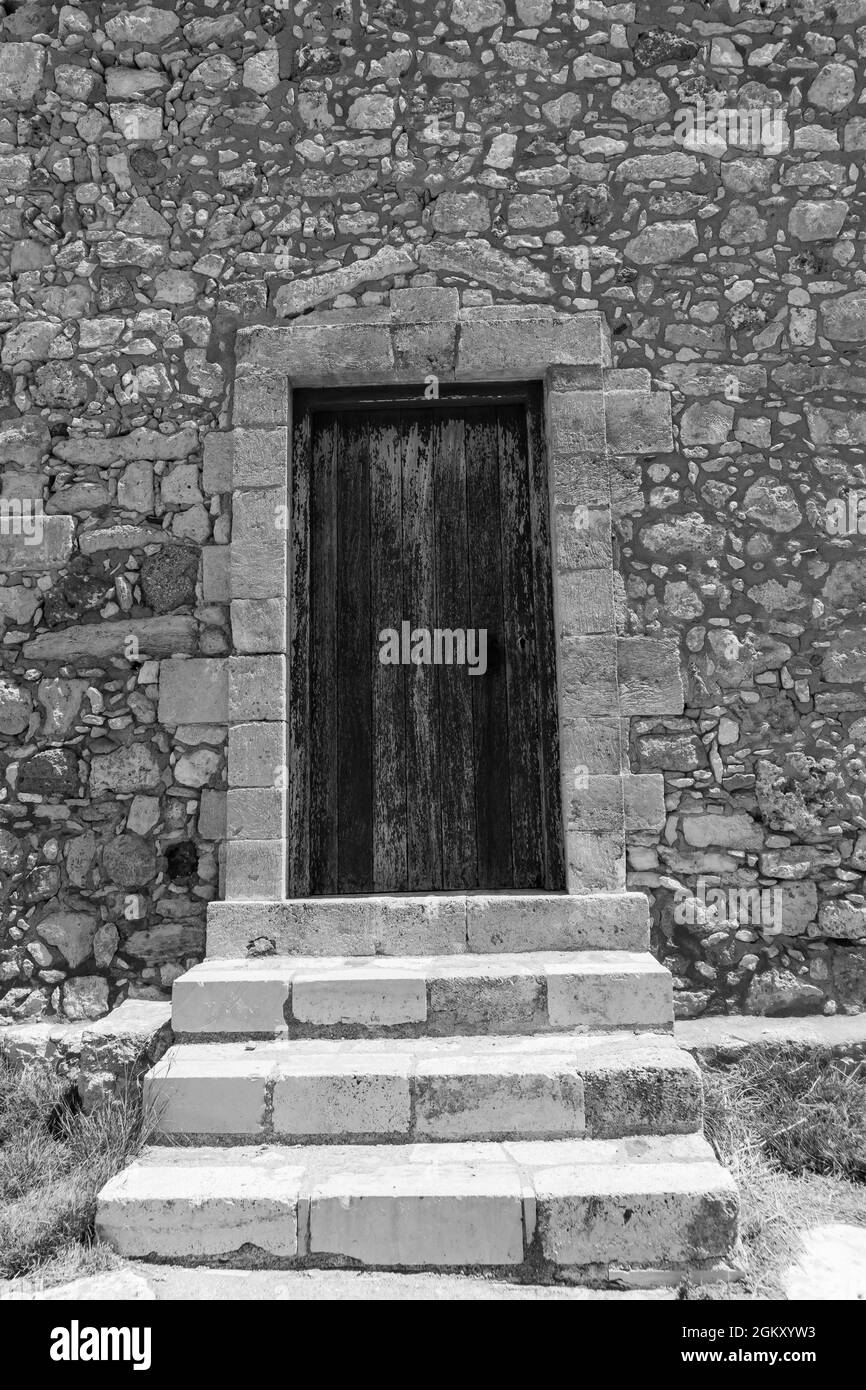 Grayscale shot of Venetian Fortezza Castle in Rethymno, Crete, Greece ...