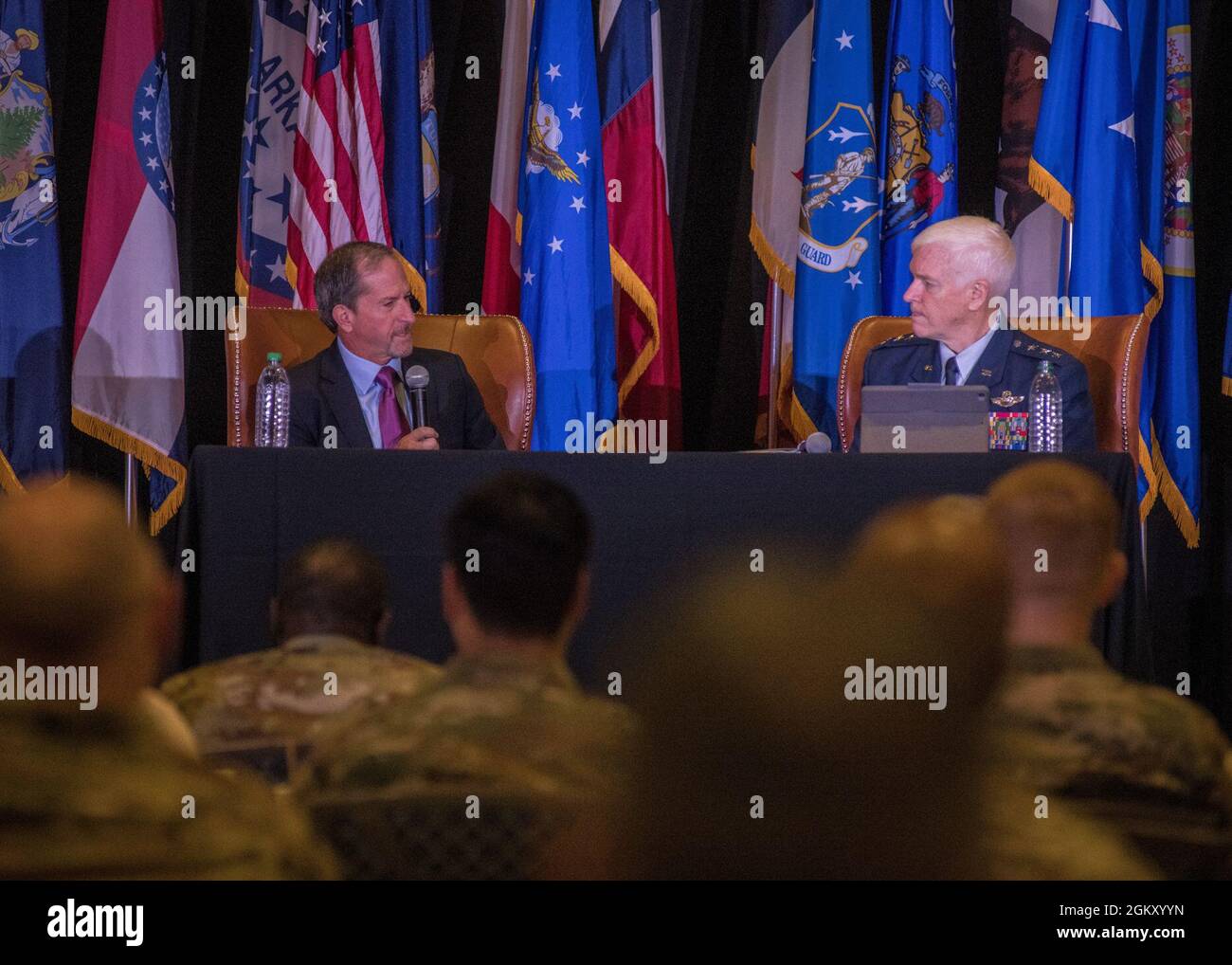 Retired U.S. Air Force Gen. David L. Goldfein, left, former Chief of ...