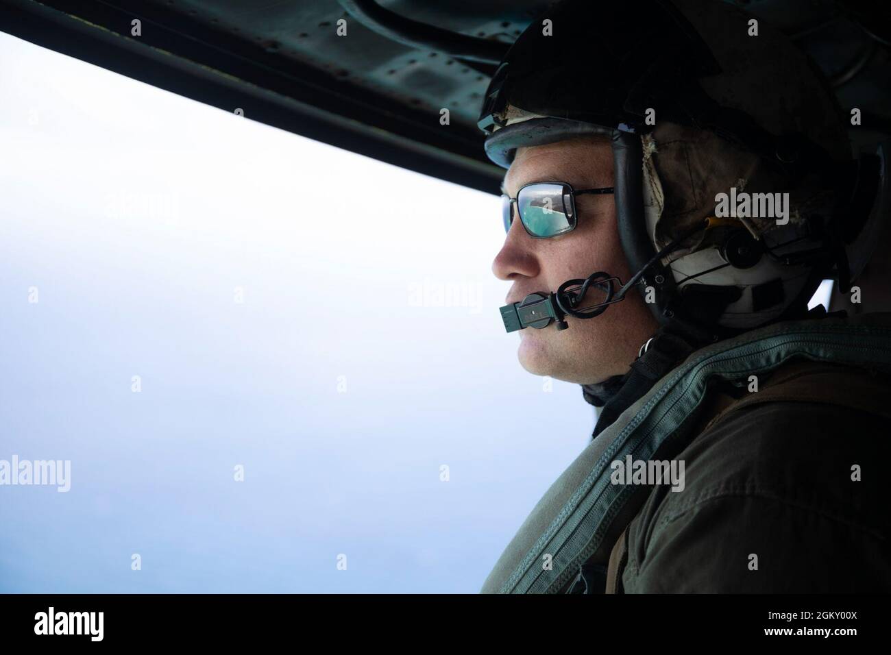 A U.S. Marine Corps crew chief with Marine Light Attack Helicopter ...