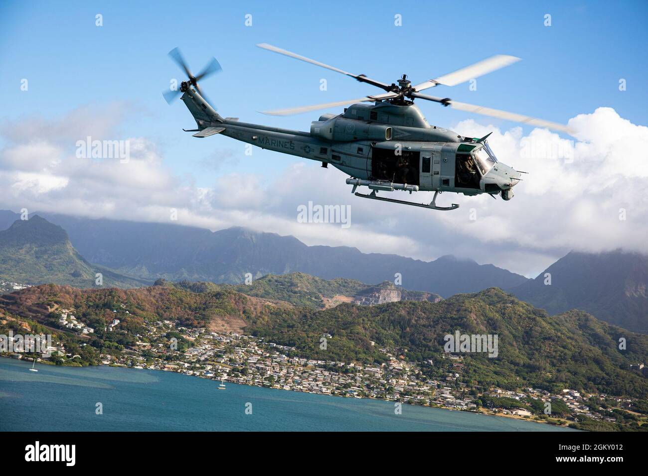 A UH-1Y Venom utility helicopter attached to Marine Light Attack ...