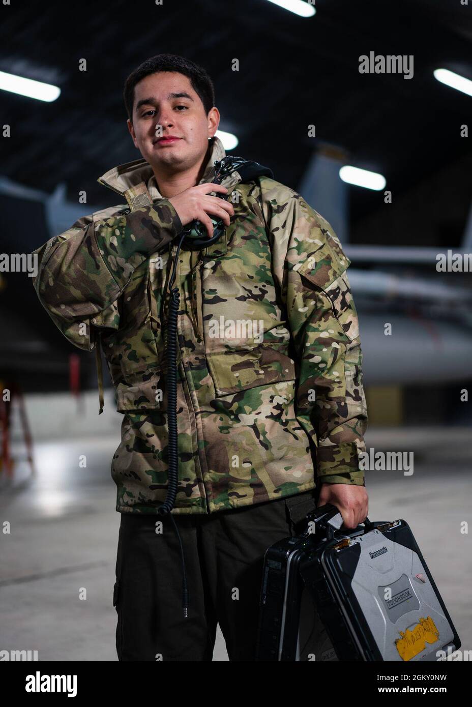 U.S. Air Force Senior Airman Ulysses Solis, assigned to the 748th ...