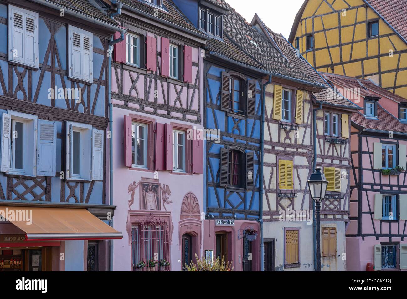 Colmar, France - 09 16 2021: Typical houses and colorful facades in the ...