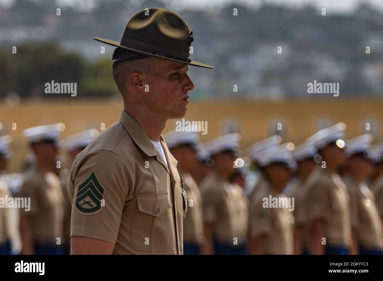 U.S. Marine Corps drill instructor with Kilo Company, 3rd Recruit ...