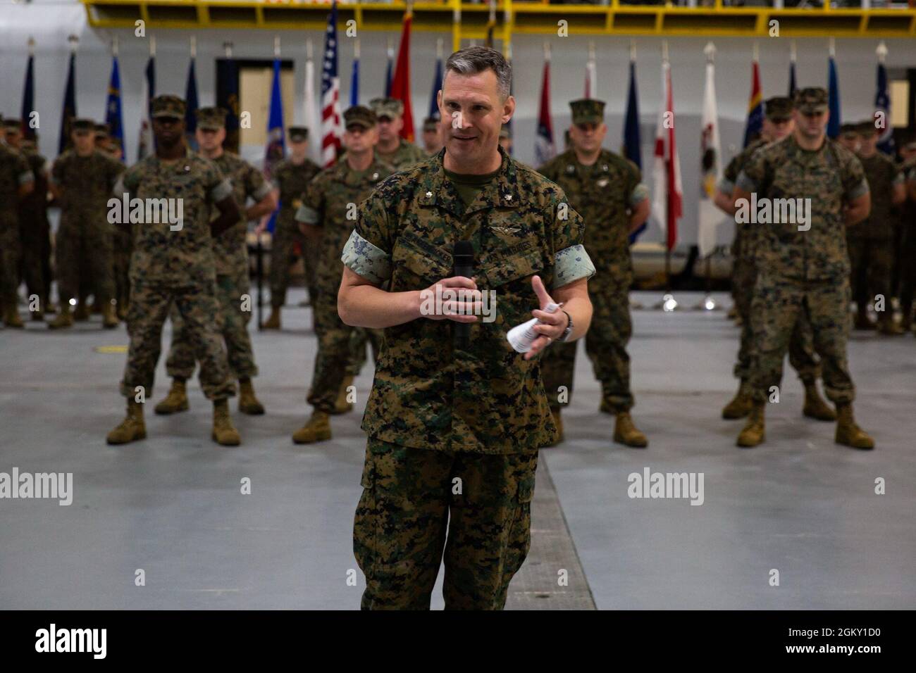 U.S. Marine Corps Lt. Col. Marc Blankenbicker, incoming commanding ...