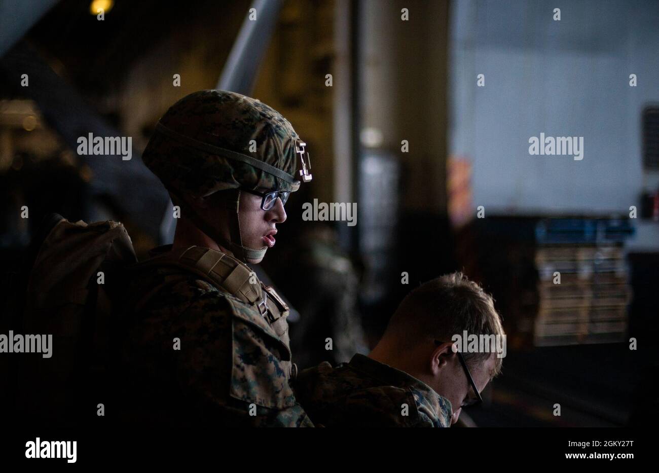 U.S. Marine Corps Lance Cpl. Shaw Bonson, a survillance sensor operator ...
