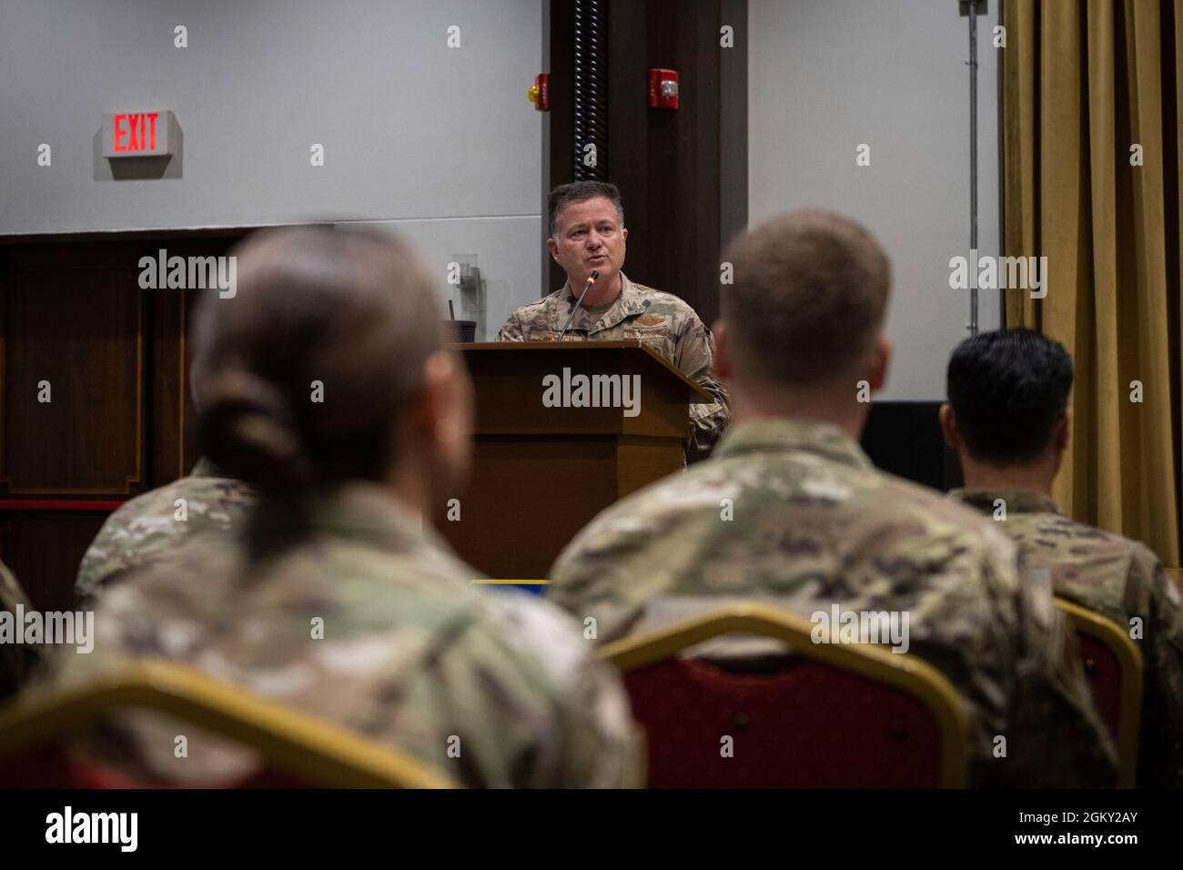 Col. Jason Gingrich, 39th Air Base Wing commander, delivers remarks ...