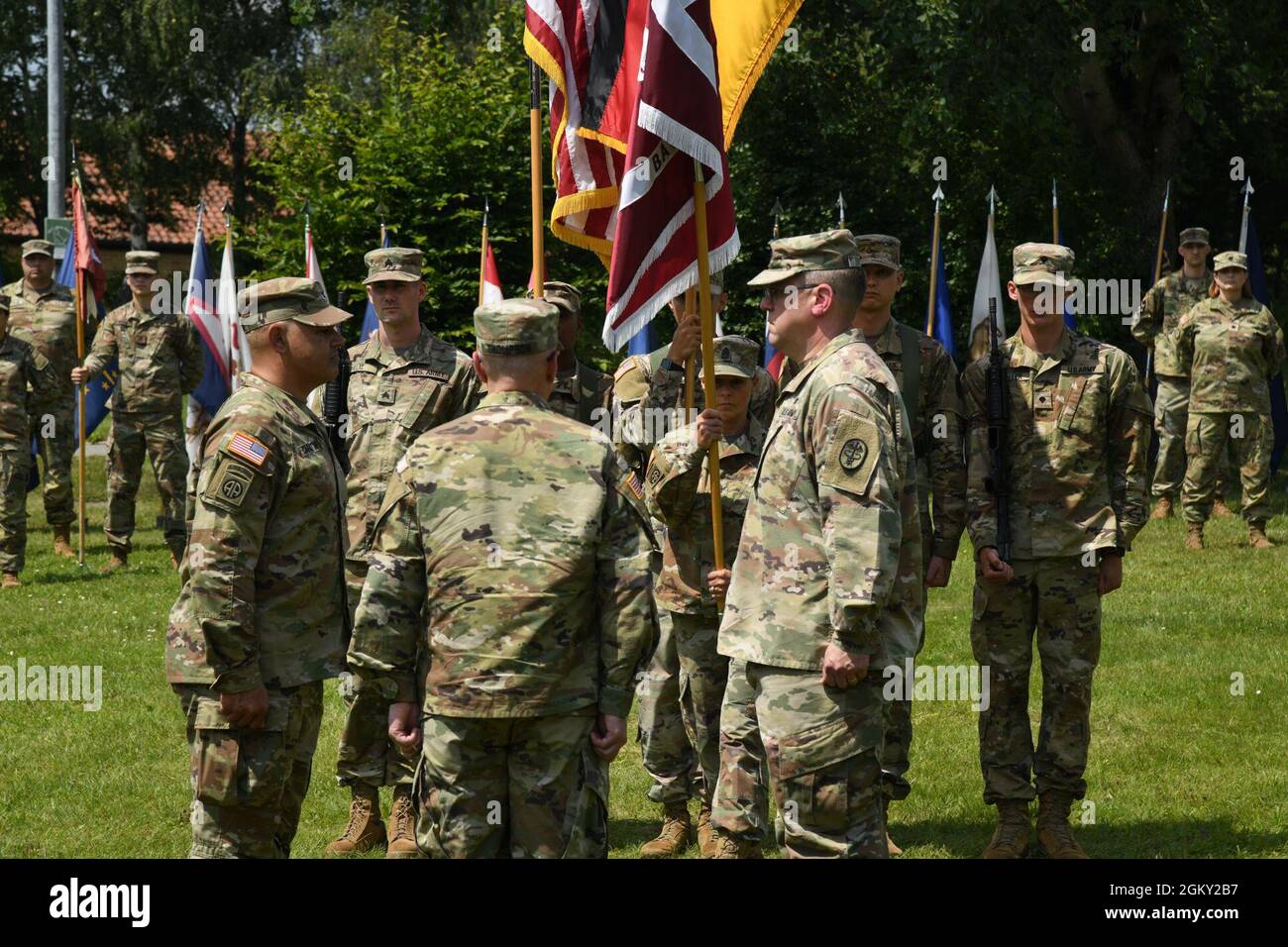 Command Sgt. Maj. Kasandra Boulier (holding the colors), command ...
