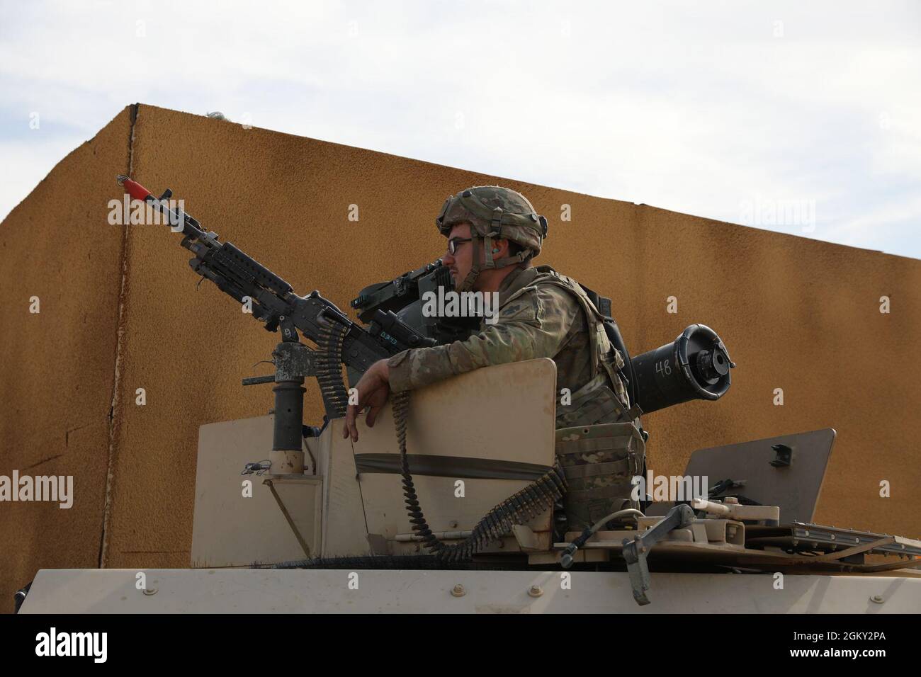 A Soldier assigned to the 45th Infantry Brigade Combat Team provides ...