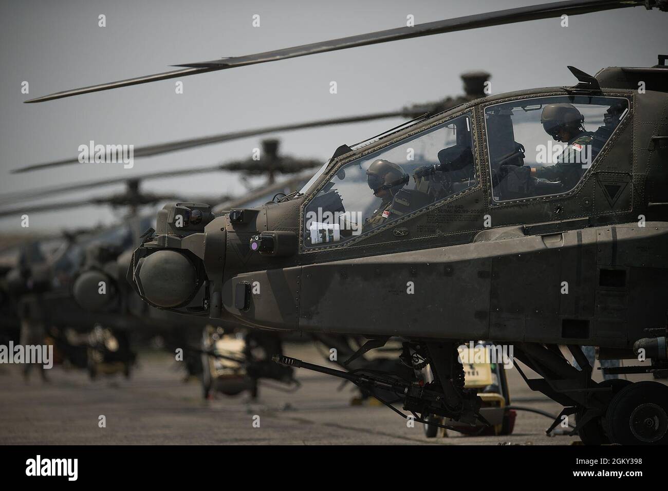 With exterior checks complete, the pilots begin the preflight checklist ...