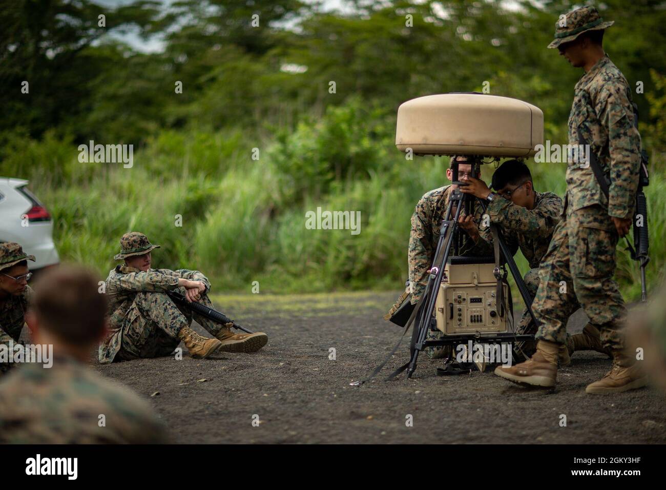 U.S. Marines with Marine Air Control Squadron 4 give a class to Marines ...