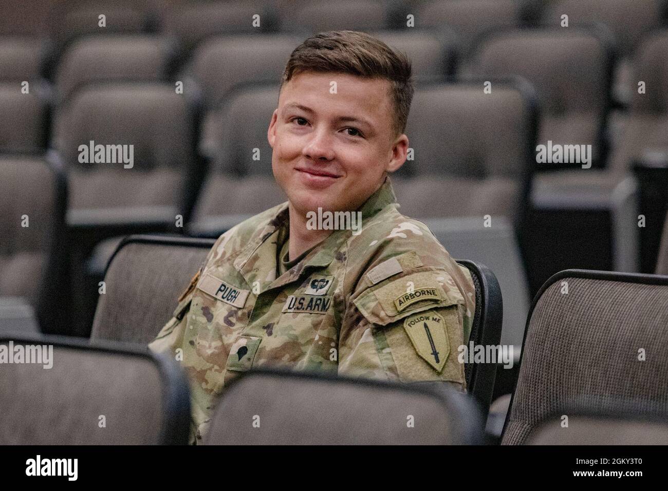 Spc. Kaelan Pugh, from the Maneuver Center of Excellence, participates ...