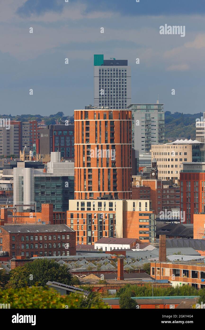 Tall buildings in Leeds City Centre include Sky Plaza 106m(back) Candle ...