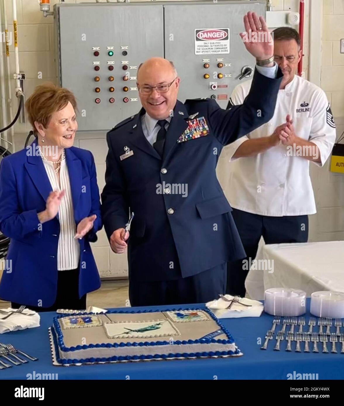 (r to l) Col. Keith Williams, 136th Airlit Wing commander, and ...