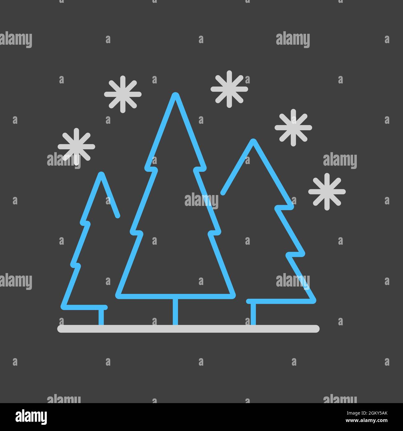 Snow forest vector icon on dark background. Winter sign. Graph symbol ...