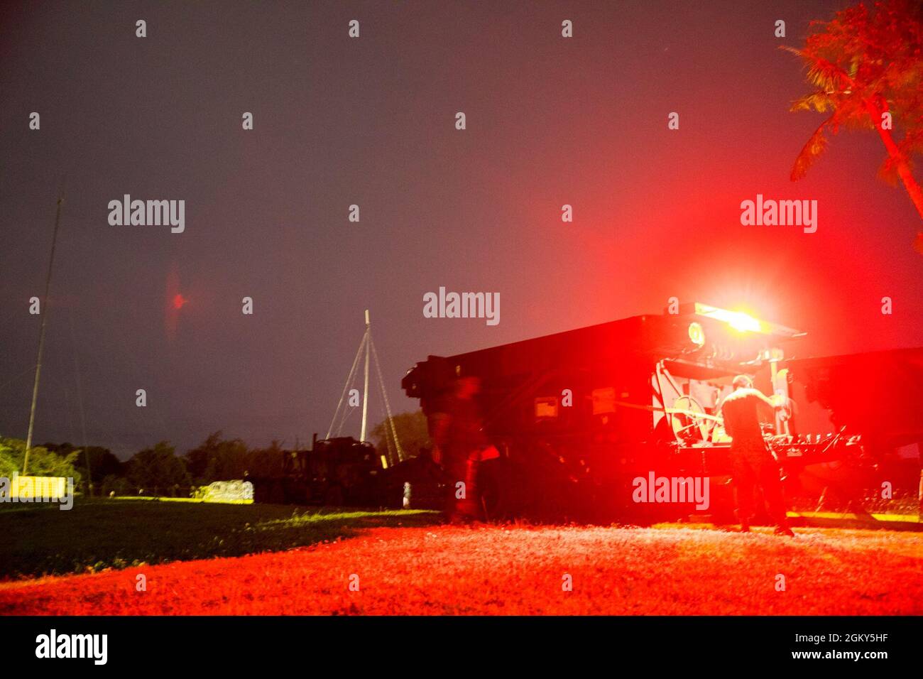 U.S. Marines set up an AN/TPS-80 Ground/Air Task Oriented Radar, a part ...