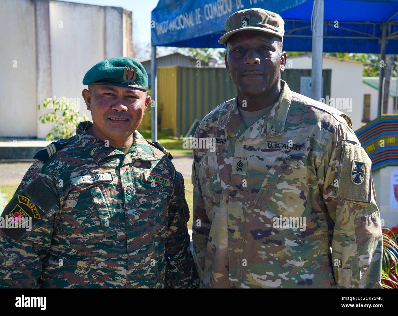 Deployable Command Post 1’s (DCP 1) Sgt. Maj. Voltaire Sanders, (right ...