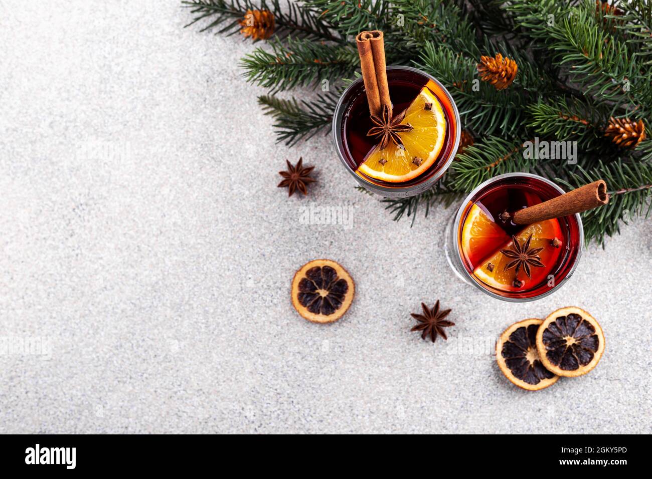 Christmas mulled wine. Traditional German Gluhwein with spices and ...
